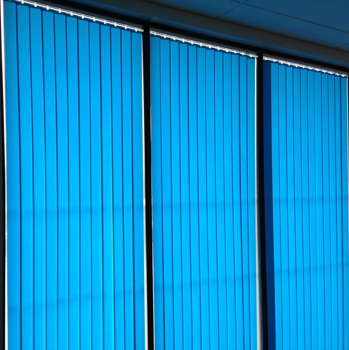 Angled Blue Comercial FR vertical blinds – Murphys Blinds
